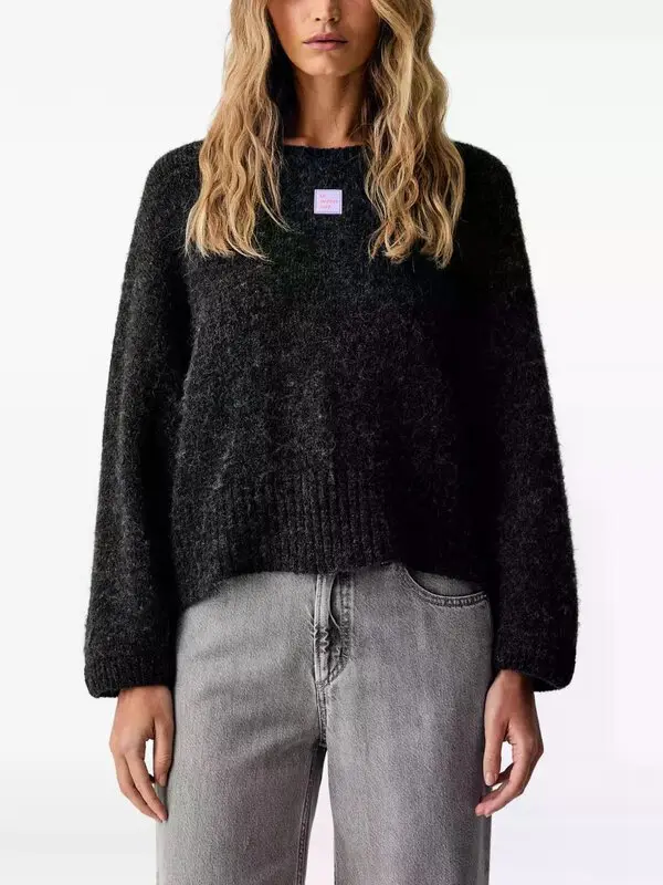 American Vintage Knitted Logo Patch Sweater - Black