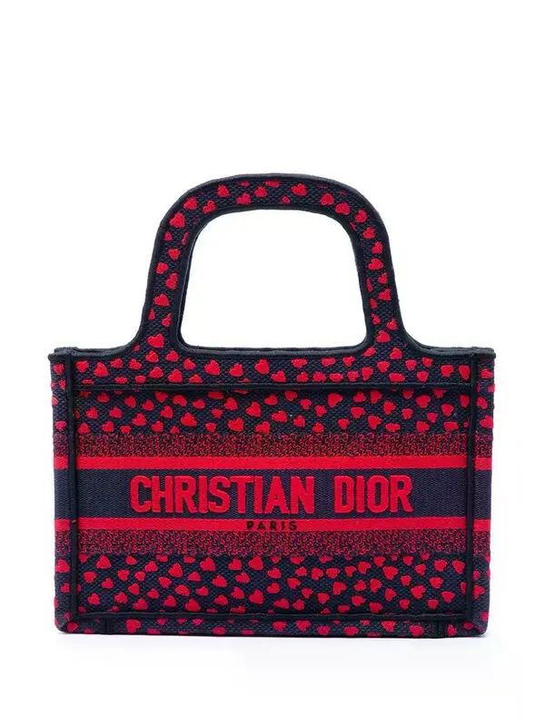 Dior 2021 Mini Embroidered Canvas Pop Heart I Love Paris Book Tote Handbag