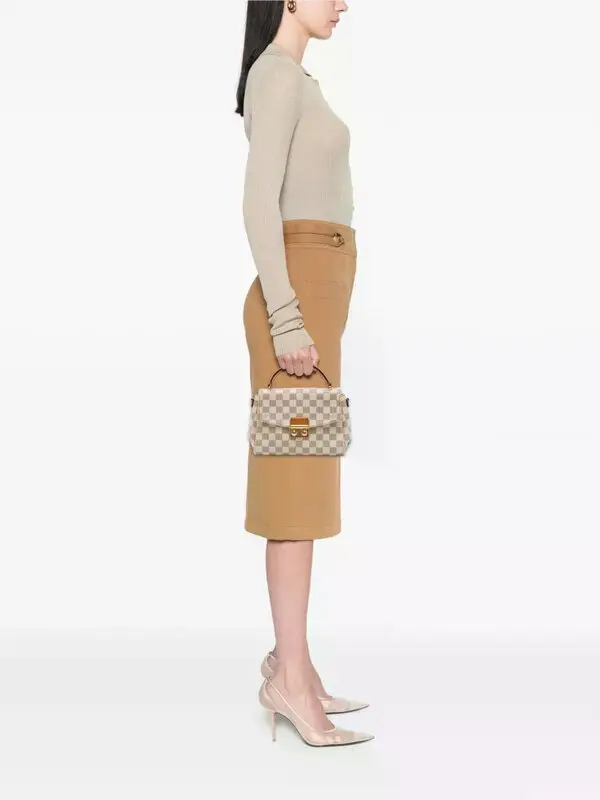 LOUIS VUITTON Damier Azur Croisette Satchel - White