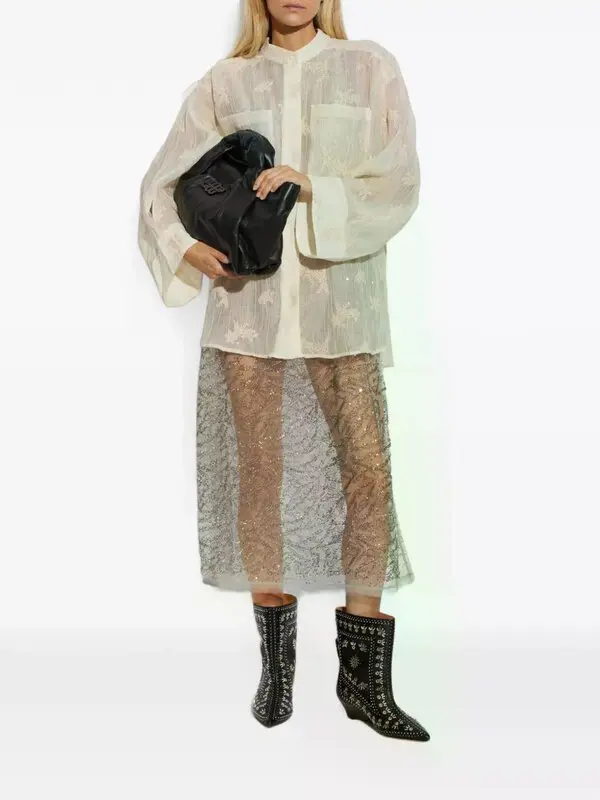 Munthe Fortunato Embroidered Sheer Shirt - Neutrals