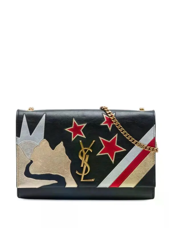 Saint Laurent Smooth Calfskin Rockstar Patchwork Monogram Kate Crossbody Bag