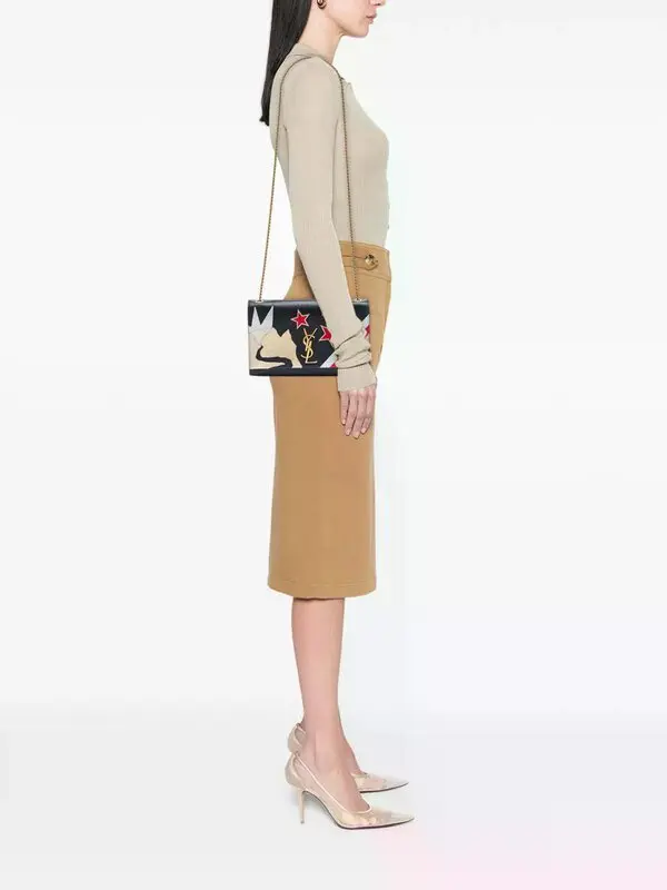 Saint Laurent Smooth Calfskin Rockstar Patchwork Monogram Kate Crossbody Bag