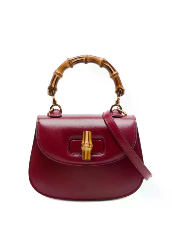 Gucci 1947 Bamboo Top Handle Bag Satchel - Red