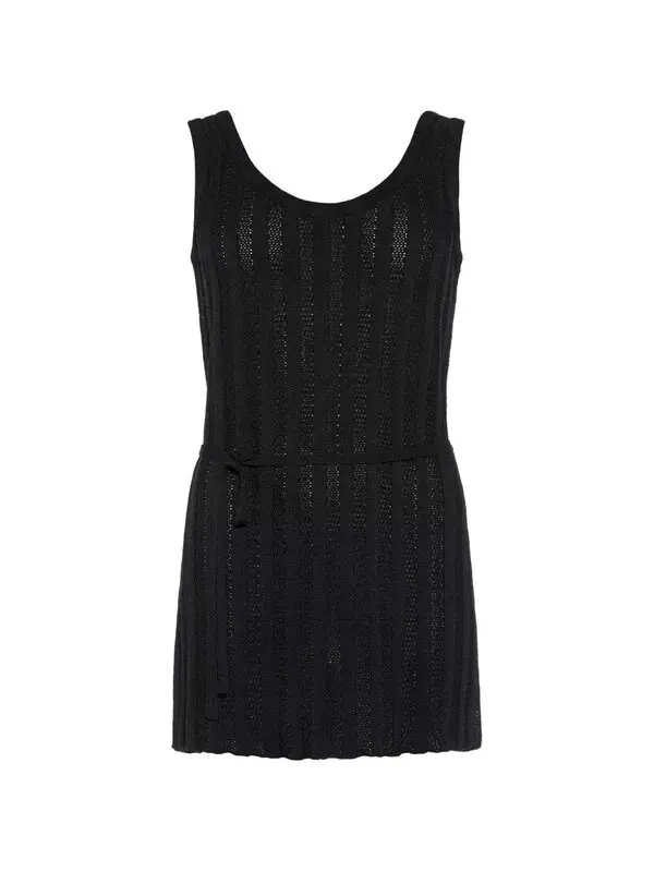 ERES Tangente" Pointelle Knit Top With Belted Waist
