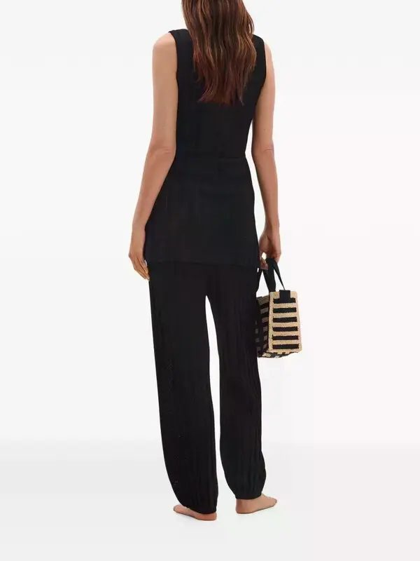 ERES Tangente" Pointelle Knit Top With Belted Waist