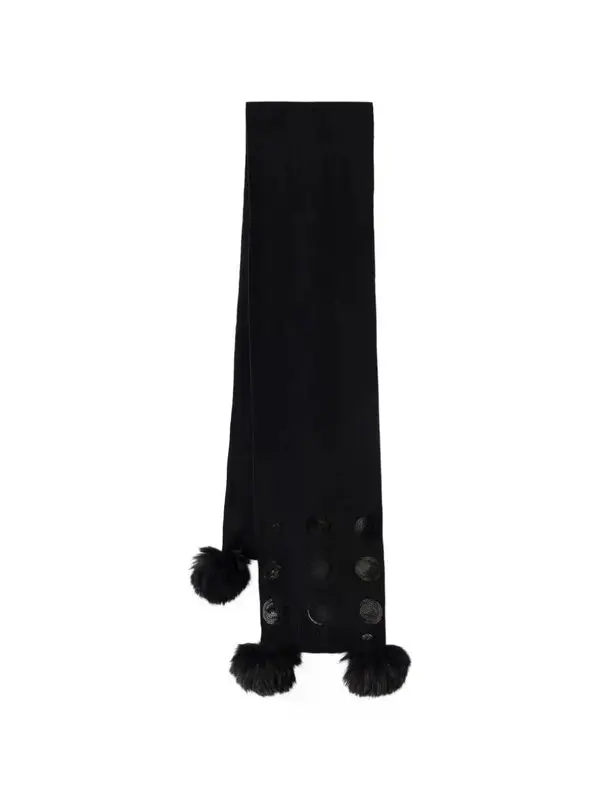 Joseph Ribkoff Sequin-embellished Pompom-trim Scarf - Black