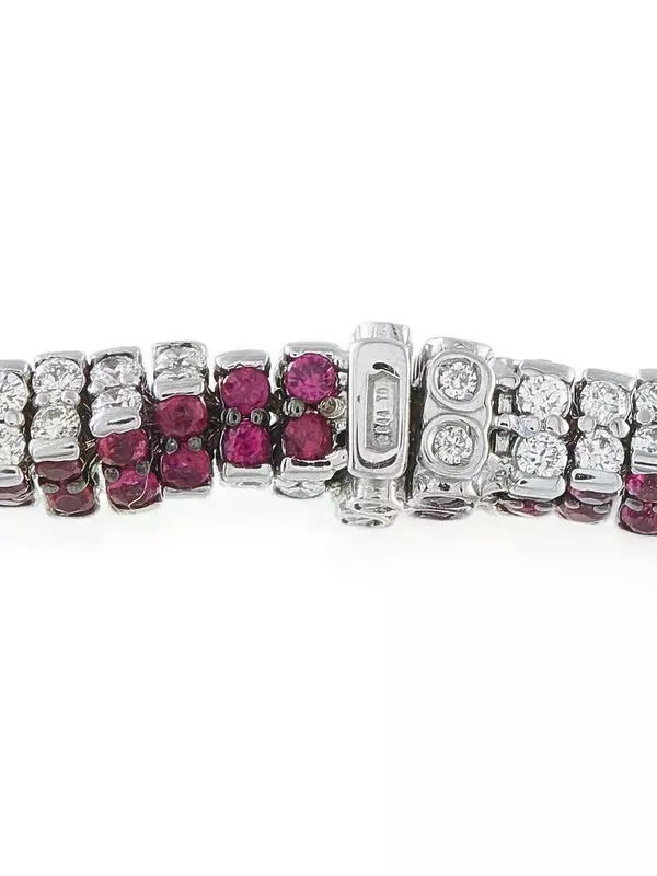 ASSAEL 18k White Gold Diamond And Ruby Snake Bracelet
