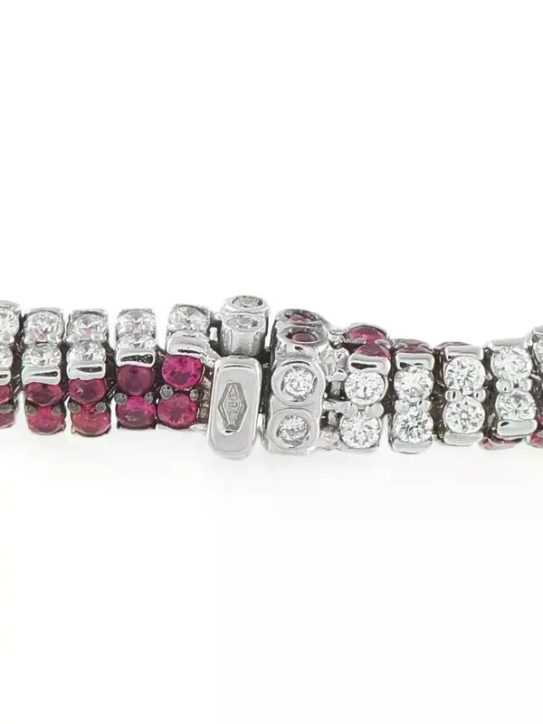 ASSAEL 18k White Gold Diamond And Ruby Snake Bracelet