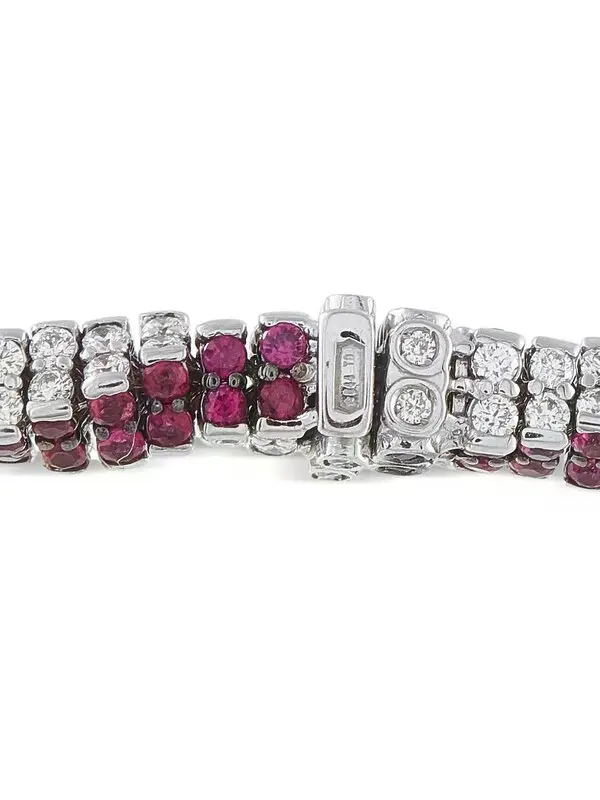 ASSAEL 18k White Gold Ruby And Diamond Snake Bracelet
