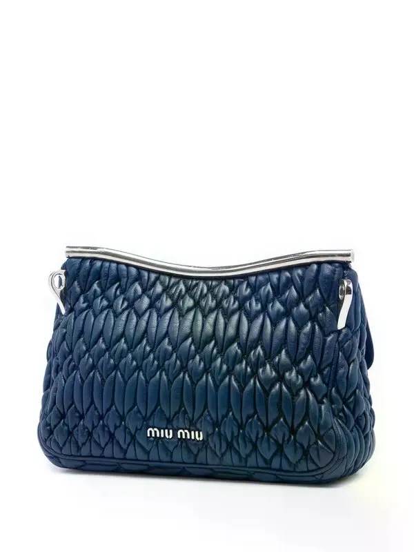 Miu Miu Matelassé Nappa Crystal Frame Flap Satchel