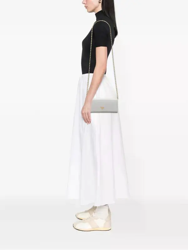 Prada 2010-2026 Saffiano Lux Wallet On Chain Crossbody Bag - White