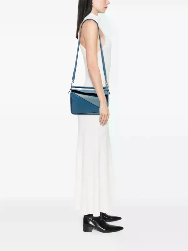 Loewe Medium Tricolor Calfskin Puzzle Satchel - Blue