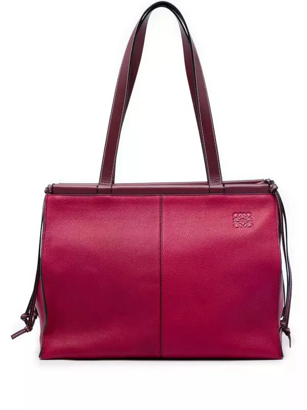 Loewe Medium Leather Cushion Tote Bag - Red