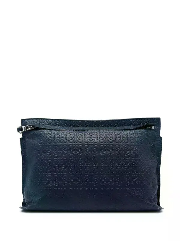 Loewe 2014 Embossed Anagram Leather Repeat T Clutch Bag - Blue