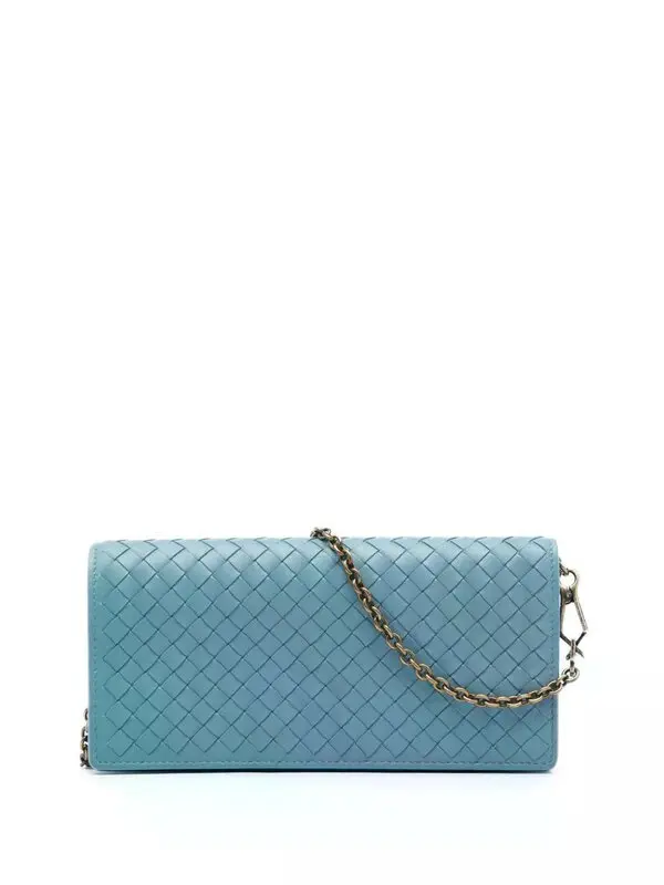 Bottega Veneta Nappa Intrecciato Wallet On Chain Crossbody Bag - Blue