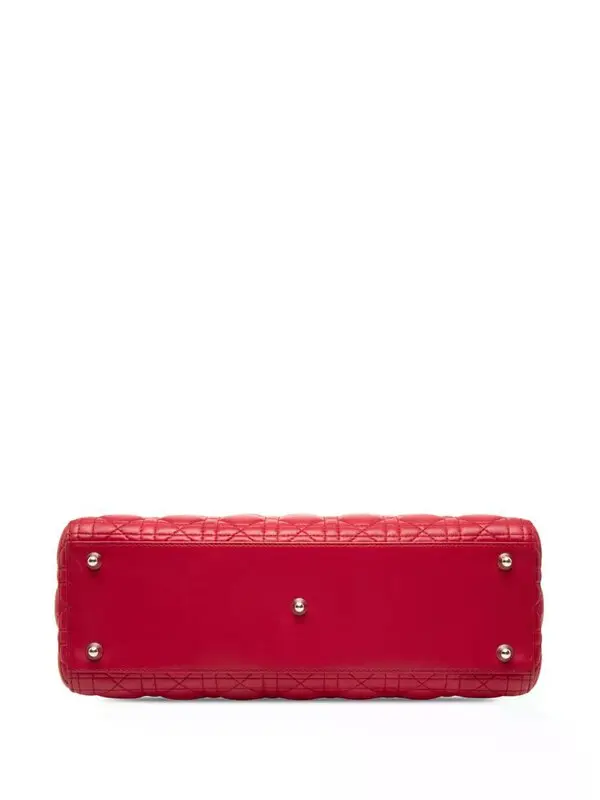 Dior Large Lambskin Cannage Lady Satchel - Red