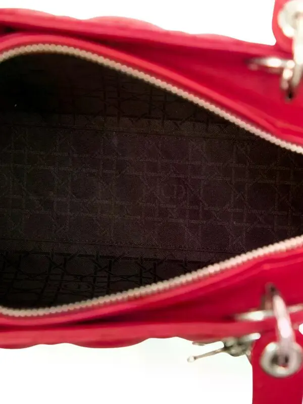 Dior Large Lambskin Cannage Lady Satchel - Red