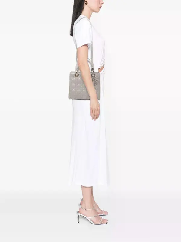 Dior 2012 Medium Patent Cannage Lady Satchel - Grey