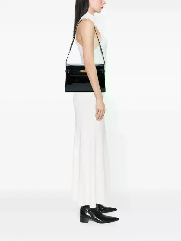 Saint Laurent Patent Manhattan Shoulder Bag - Black