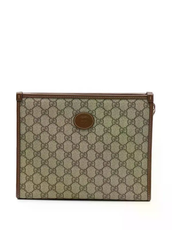 Gucci 2016-2026 Gg Supreme Retro Interlocking G Clutch Bag - Neutrals