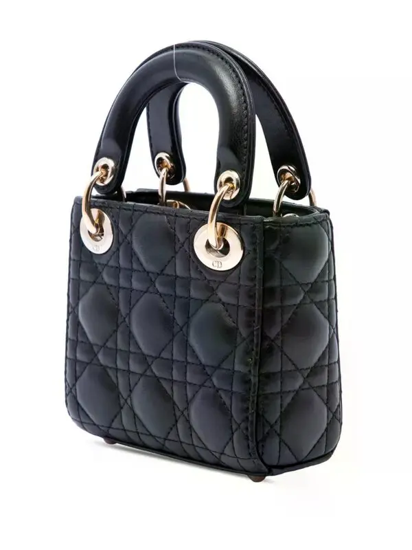 Dior Micro Lambskin Cannage Lady Satchel - Black