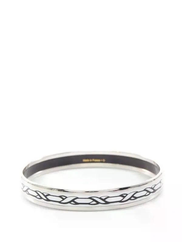 Hermès Enamel Celtic Knot Bangle Bracelet - White