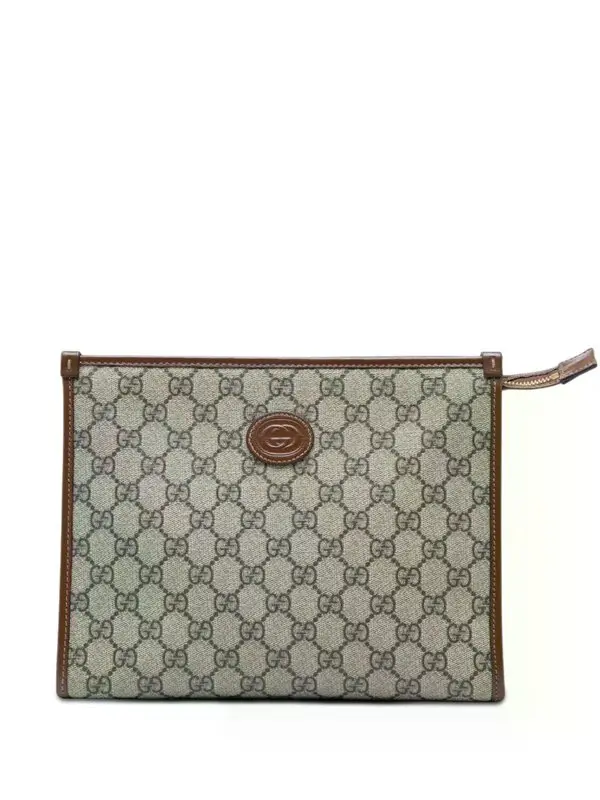 Gucci 2016-2026 Gg Supreme Retro Interlocking G Clutch Bag - Neutrals