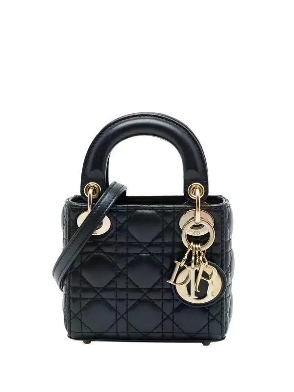 Dior Micro Lambskin Cannage Lady Satchel - Black