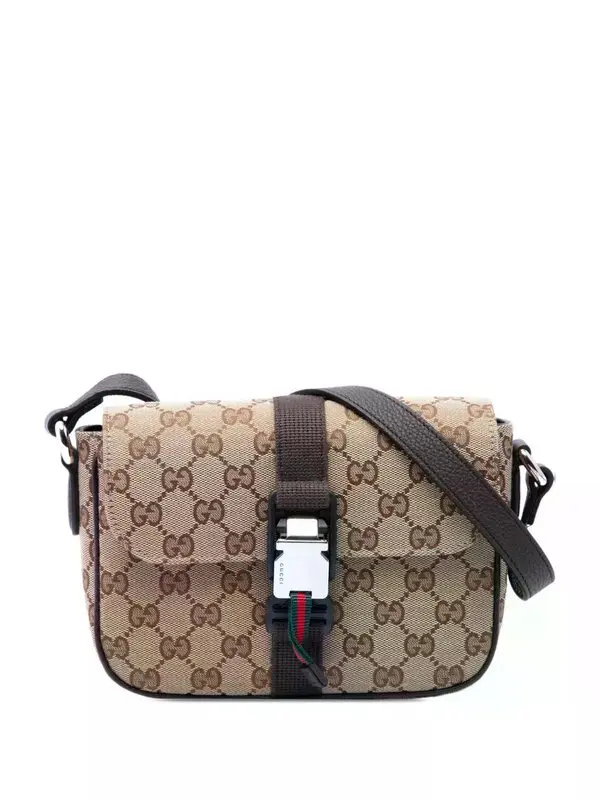 Gucci 2016-2026 Gg Canvas Web Buckle Flap Crossbody Bag - Neutrals