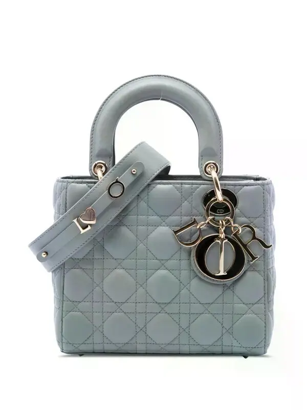 Dior 2020 Small Lambskin Cannage My Abcdior Lady Satchel - Grey