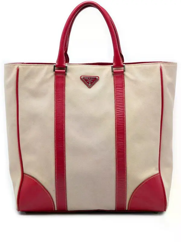 Prada Saffiano Trimmed Canvas Tote Bag