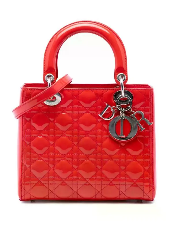 Dior Patent Cannage Lady Satchel - Red