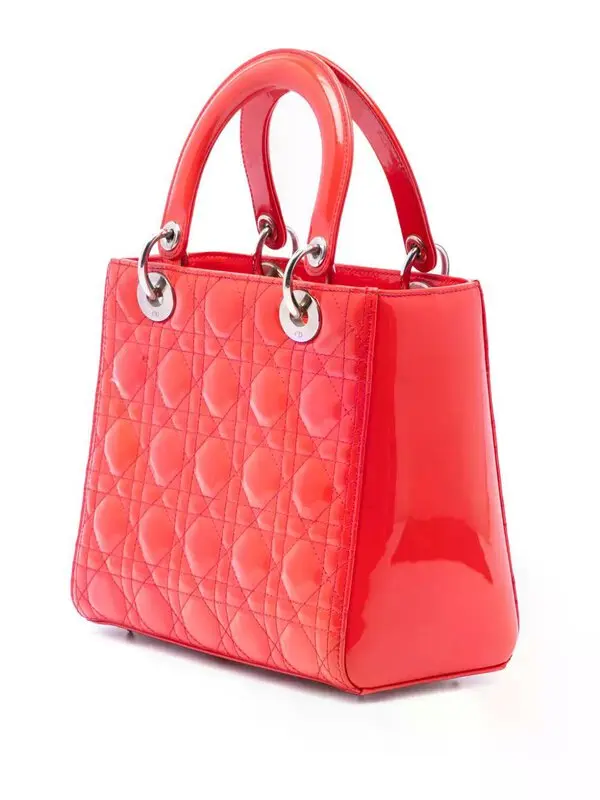 Dior Patent Cannage Lady Satchel - Red
