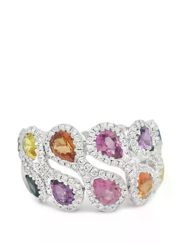 LISA NIK Rainbow Sapphire And Diamond Ring