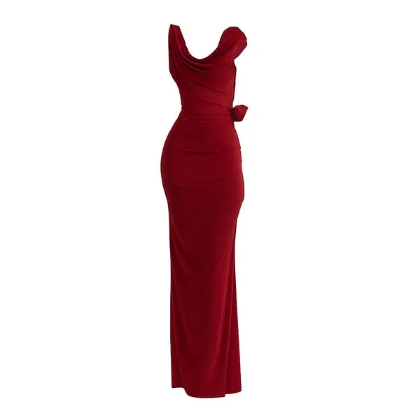 MAISON DE GALA Adele Draped Maxi Dress - Red