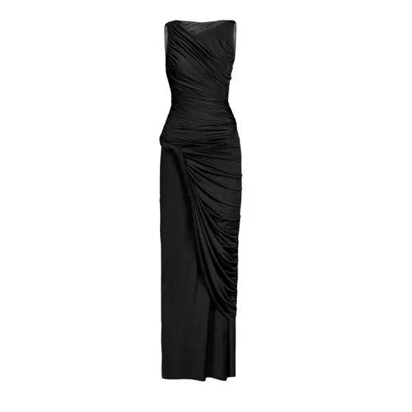 NOCTURNE Draped Sleeveless Maxi Dress