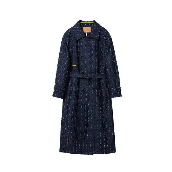 JAKKE Milla Distressed Denim Trench Coat - Blue