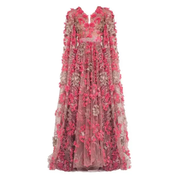 MATSOUR'I Hortensia Maxi Dress With Detachable Sleeves - Orange
