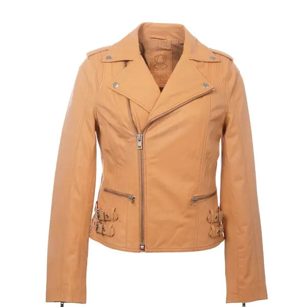 ZASTASTUDIO Brandy Alexander Peach Leather Biker Jacket