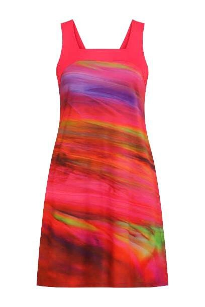 CONQUISTA Printed Square Neck Dress - Red
