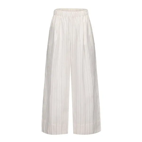 NUAJE NUAJE Rhea Wide Leg Linen Pant In Stripe - White
