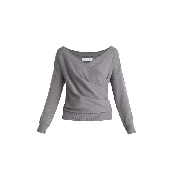 PAISIE Knitted Wrap Top With Long Sleeves