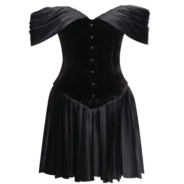 MISS CIRCLE NEW YORK Echo Velvet Off-shoulder Mini Dress - Black