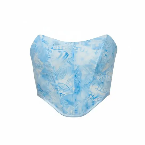 THE COOLGIRL NYC The Kiana Corset Top In Geometric Batik - Blue