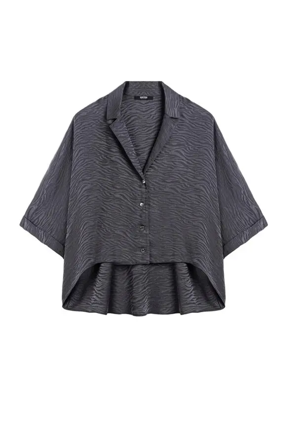 NOCTURNE Relaxed Short-sleeve Textured Shirt - Grey