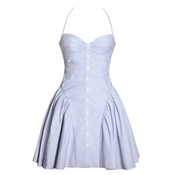 MISS CIRCLE NEW YORK Melody Halter Mini Dress - Blue