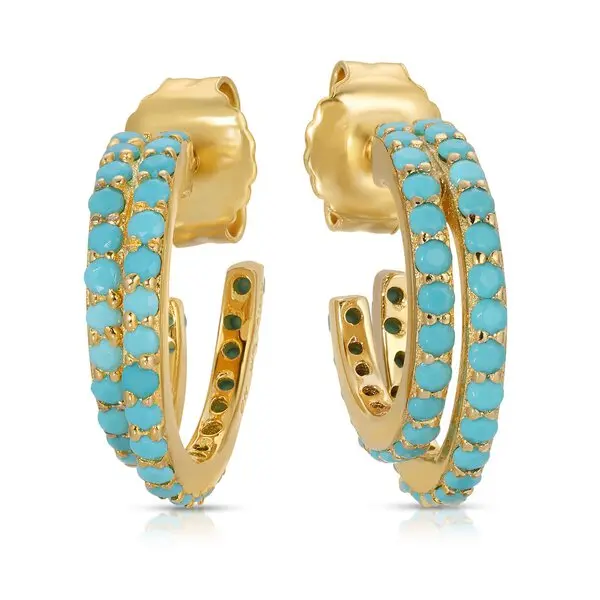NATIVE GEM Evil Twin Huggie Earring With Turquoise - Blue