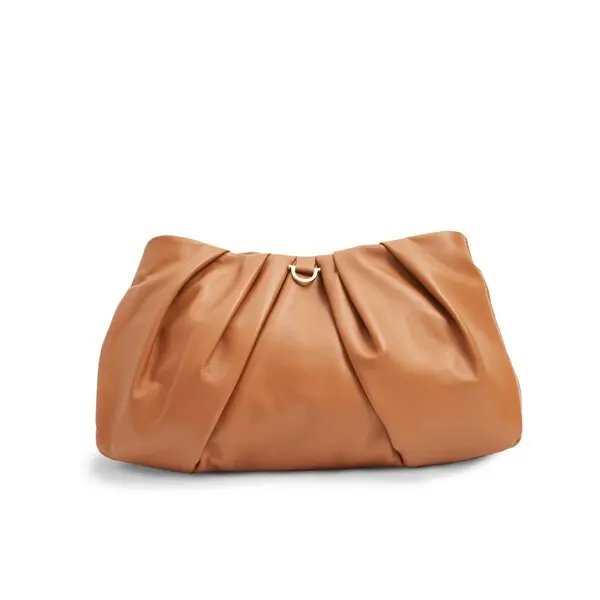 Lovard Large Leather Croissant- Tan With Gold