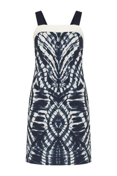 CONQUISTA Asymmetrical Panel Print Dress