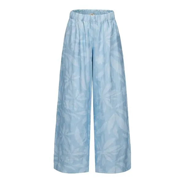 NUAJE NUAJE Rhea Wide Leg Linen Pant - Blue/white